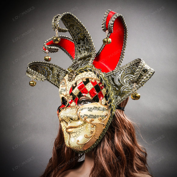 ILOVEMASKS | Accessories | Medieval Jester Musical Joker Venetian ...